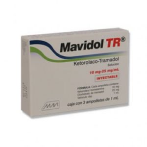 * KETOROLACO/TRAMADOL 10/25 MG C/3 AMPOLLETAS INYECTABLES (MAVIDOL TR ...