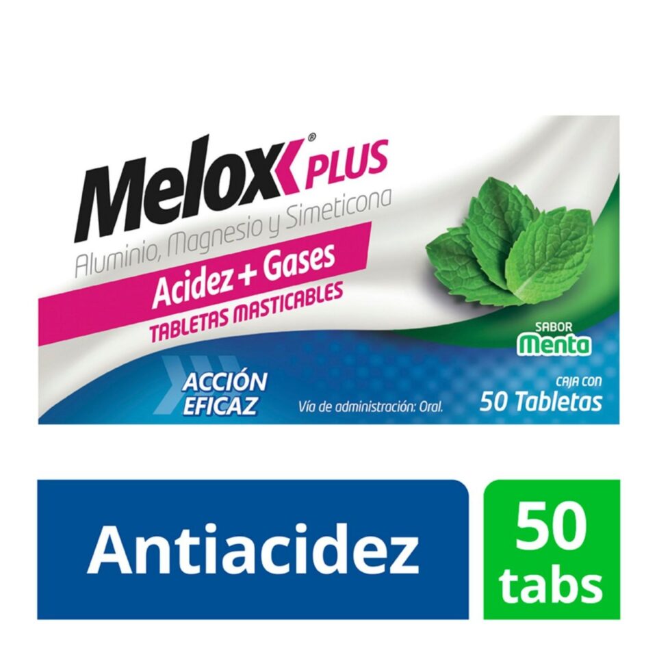 MELOX-PLUS MENTA C/50 TABLETAS MASTICABLES – Farmapronto