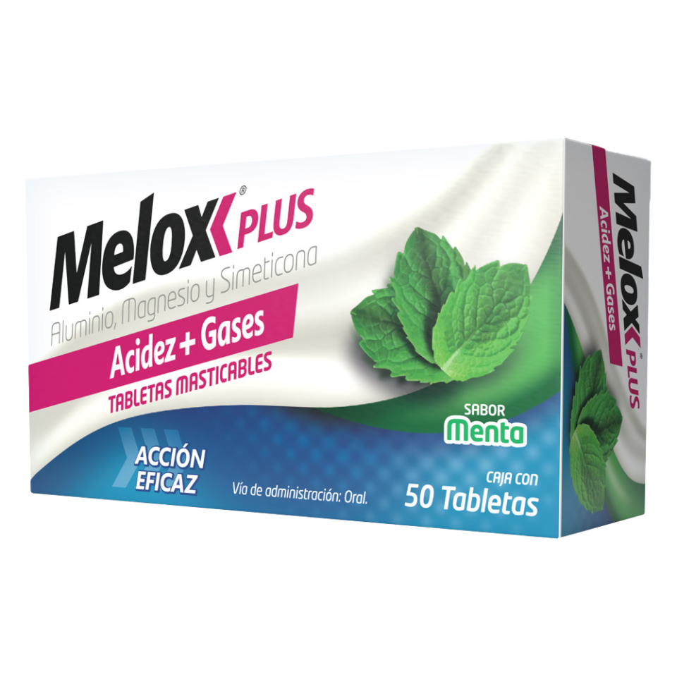 MELOX-PLUS MENTA C/50 TABLETAS MASTICABLES – Farmapronto
