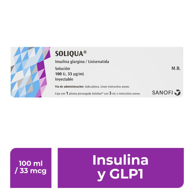 SOLIQUA 100U/ML+33 MCG/ML C/1 PLUMA PRECARGADA SOLUCION INYECTABLE ...