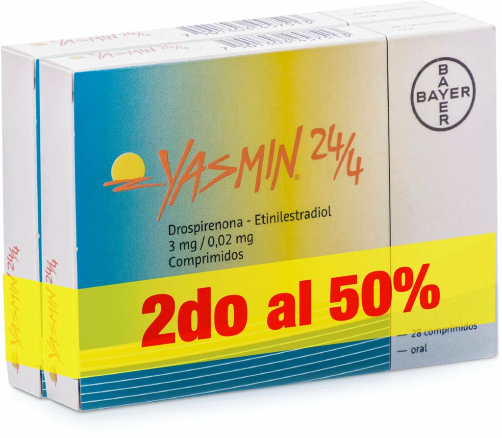 YASMIN 24/4 3/0.02 MG C/28 COMPRIMIDOS 2 PACK – Farmapronto