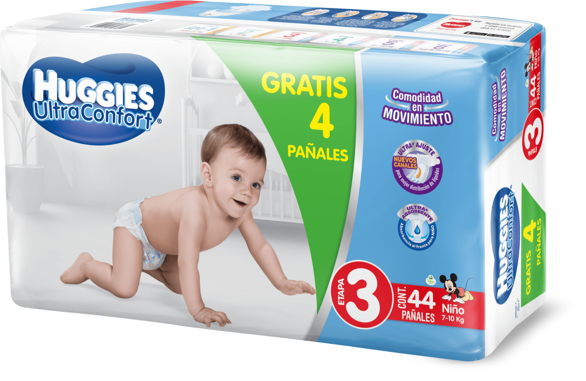 HUGGIES ULTRA CONFORT ETAPA 3 NINO C/40 + 4 GRATIS PANALES – Farmapronto