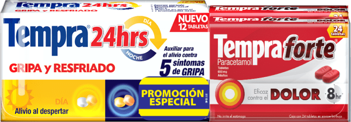 TEMPRA 24 HRS DIA/NOCHE C/12 TABLETAS+TEMPRA FORTE C/24 TABLETAS 2 ...