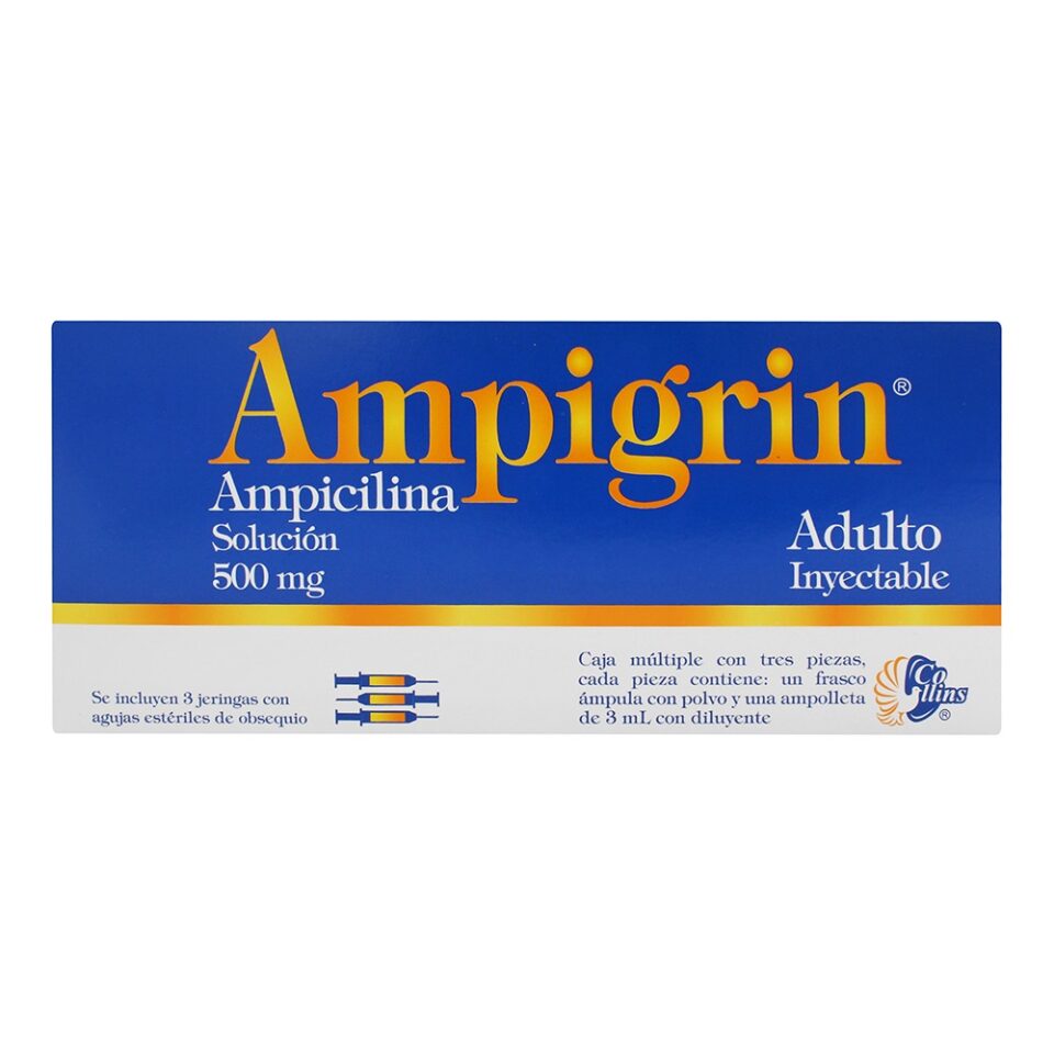 AMPICILINA/DIPIRONA/CLORFENIRAMINA/GUAIFENESINA 500 MG C/3 AMP SOL INY ...